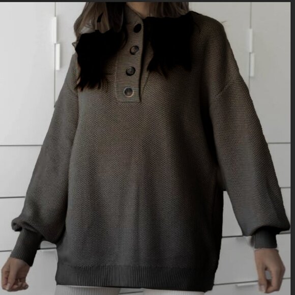 lunya | Sweaters | Lunya Cozy Cotton Silk Waffle Stitch Henley Sweater ...